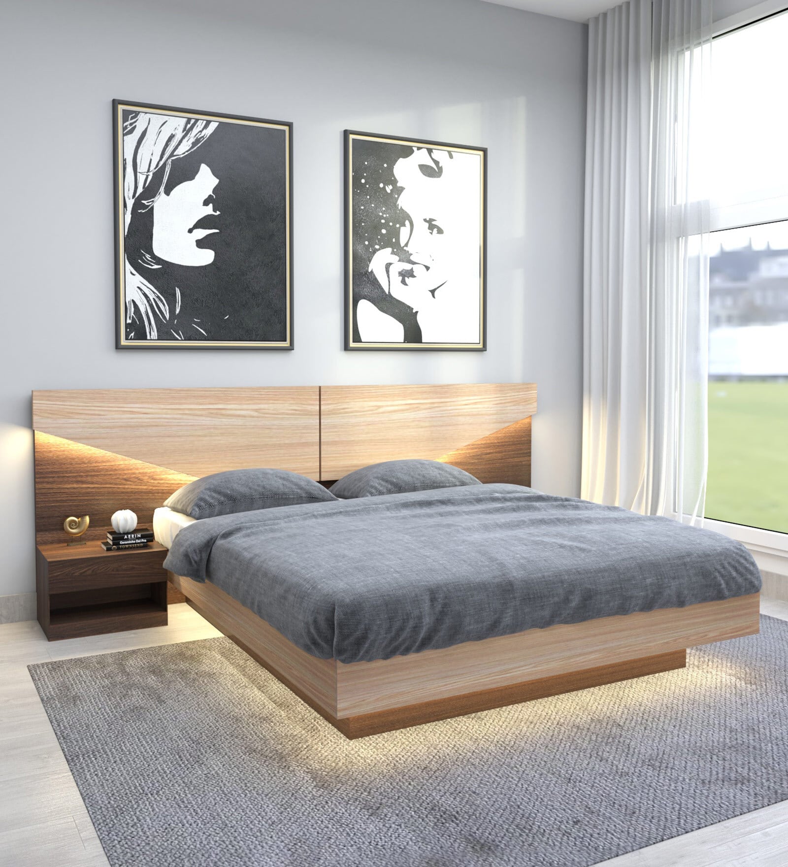 Buy Rey Queen Size Bed In Rolex Light & Dark Finish With Box Storage at ...