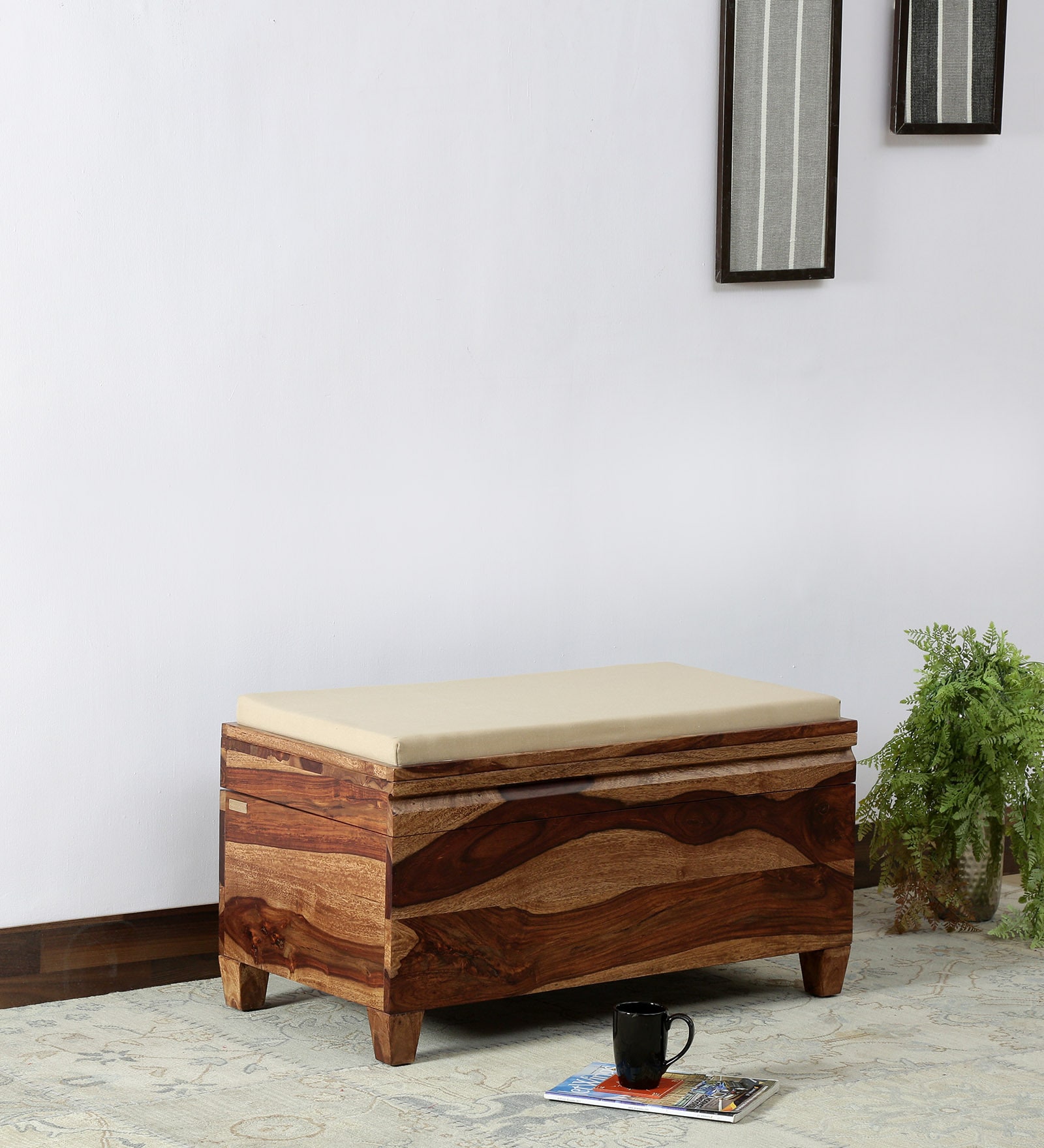 Buy Rezzan Sheesham Wood Trunk In Scratch Resistant Rustic Teak Finish ...