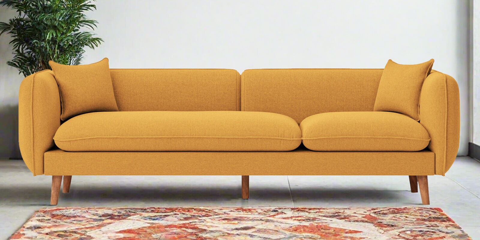 Buy Reva Fabric 3 Seater Sofa in Corn Yellow Colour at 38% OFF by ...