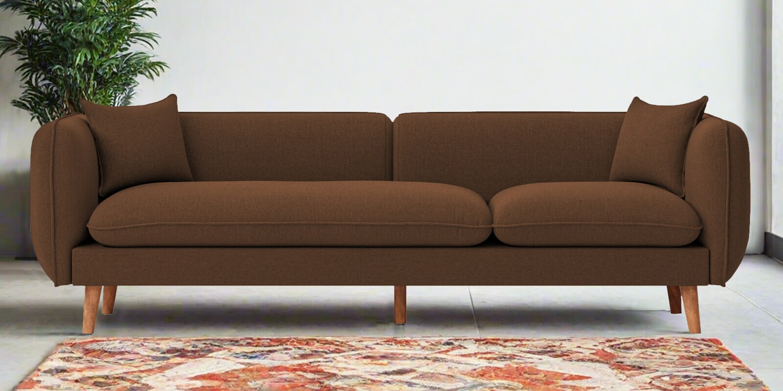 Buy Reva Fabric 3 Seater Sofa in Chestnut Brown Colour at 42% OFF by ...