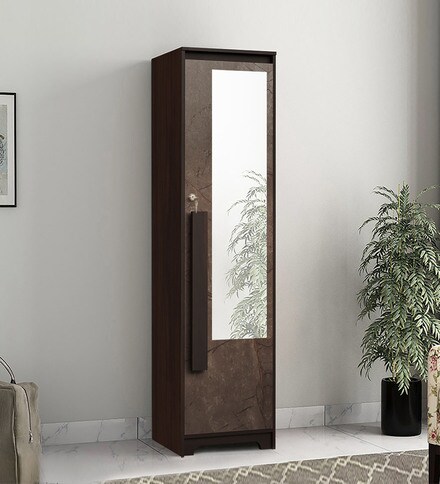 Buy Regal Grand 1 Door Wardrobe in Walnut Marble Finish with Mirror by ...