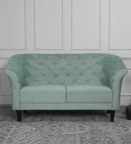 Buy Ercilia Fabric 2 Seater Sofa In Mint Green Colour By Casacraft ...