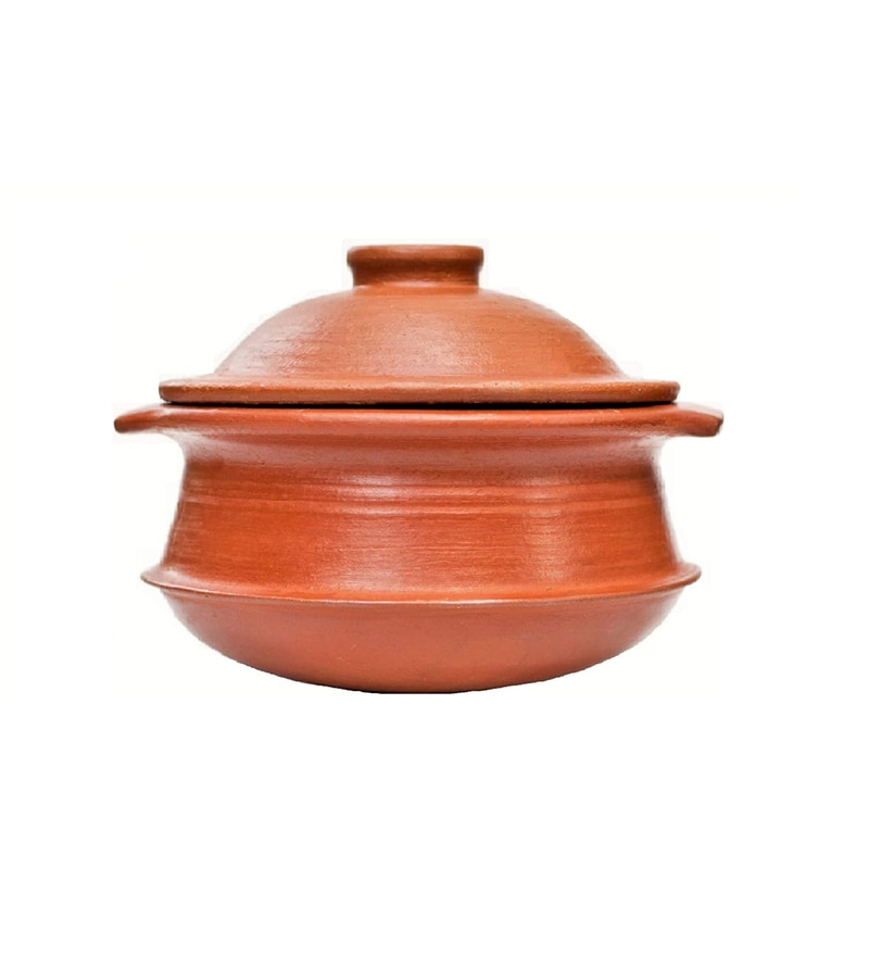 Buy Red Clay Handi with Handle and Lid 1 Litre By Ecocraft India Online ...