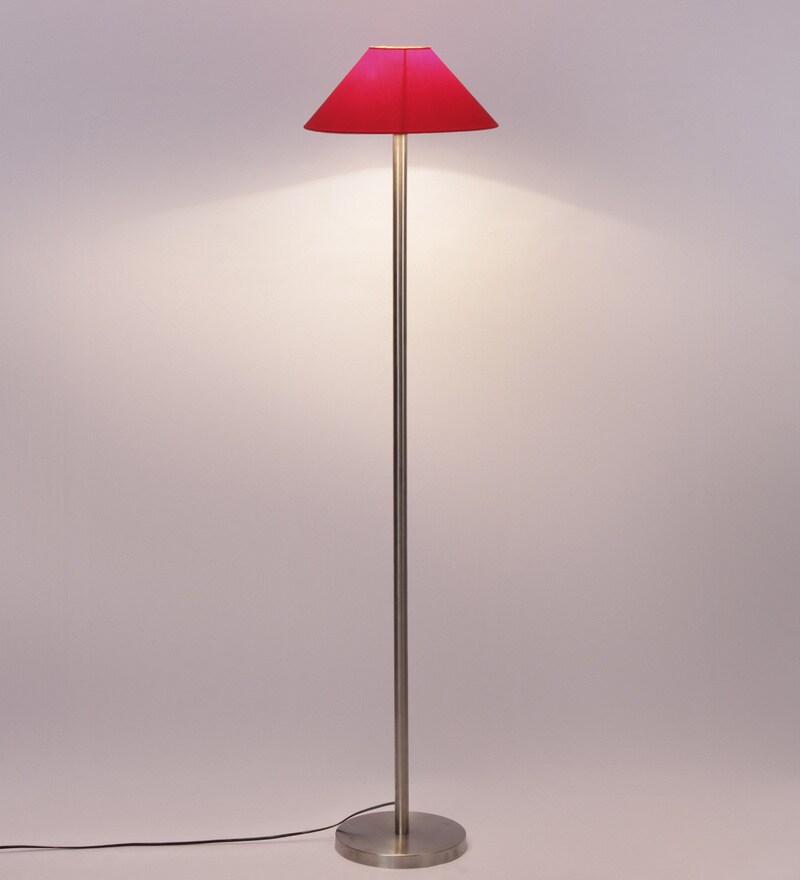Buy Red Cotton Shade Floor Lamp with Steel Base by New Era Online ...
