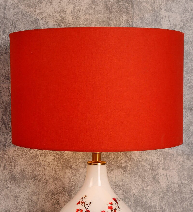 Buy Red Fabric Drum Lampshade by Grated Ginger Online - Solid - Lamp ...