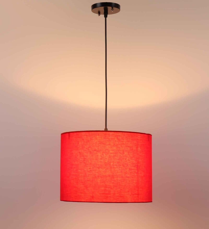 Buy Red Fabric Iron Single Hanging Light By Beverly Studio Online ...