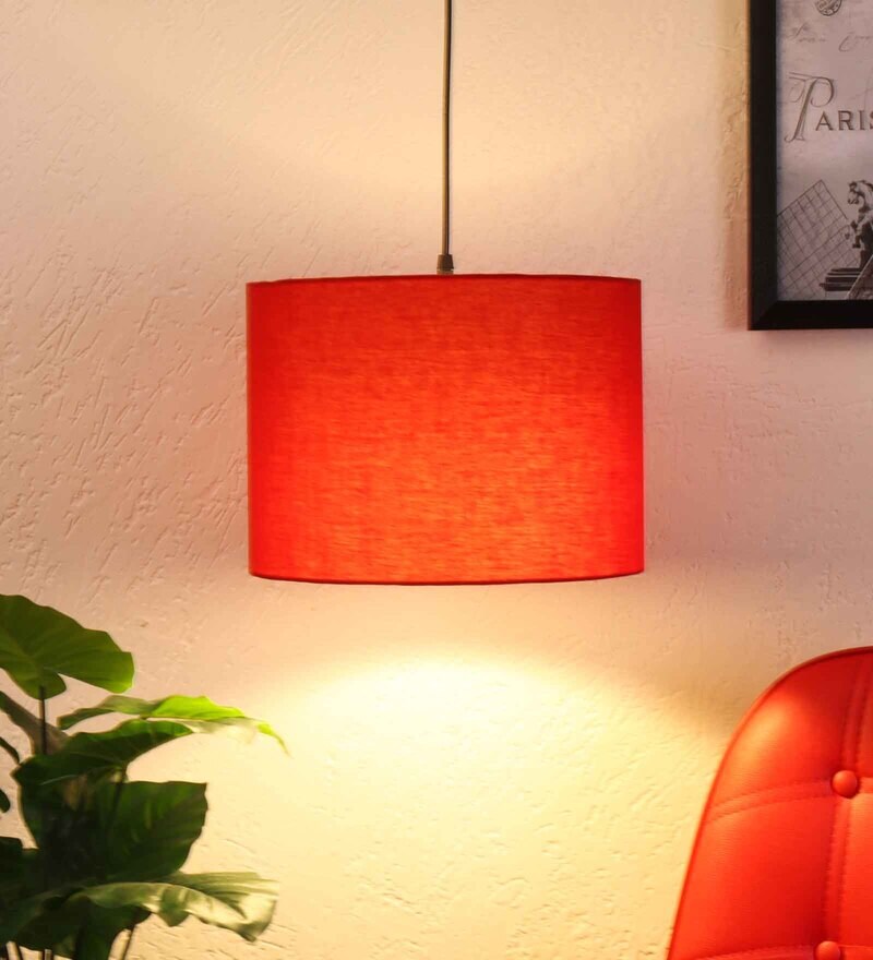 Buy Red Fabric Iron Single Hanging Light By Beverly Studio Online ...