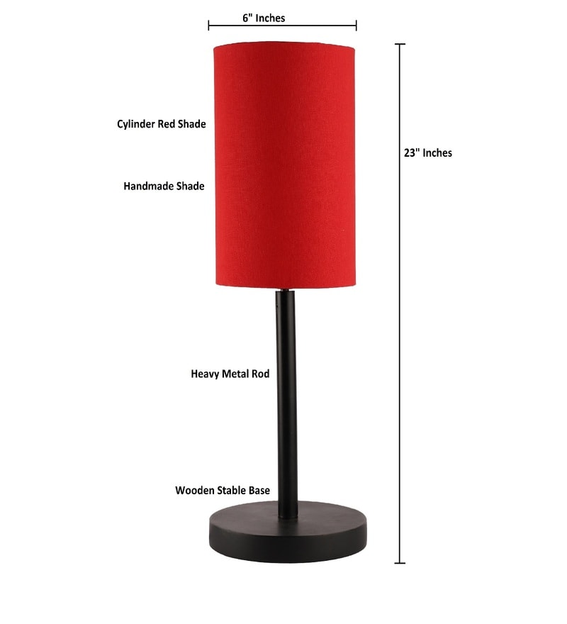 Buy Damsel Red Fabric Shade Night Lamp With Metal Base By BTR Crafts ...