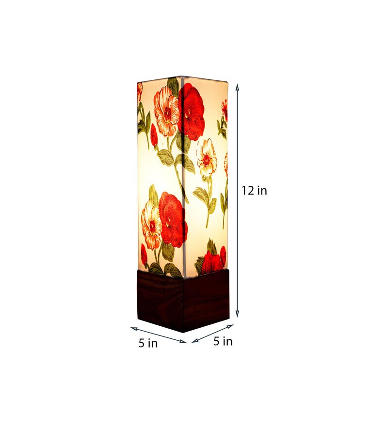 Buy Red Shade Table Lamp With Wood Base By BrightDaisy Online - Column ...