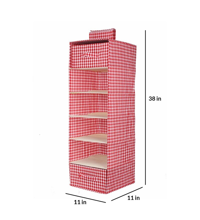 Buy Red Geometric Polypropylene 6 Shelves Collapsible Cupboard by My ...
