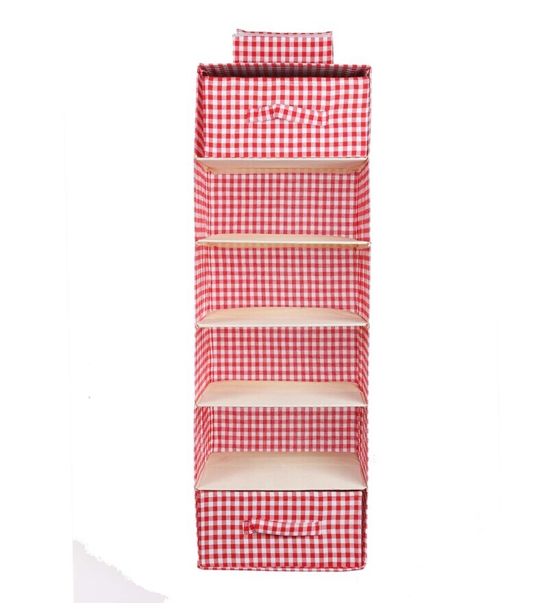 Buy Red Geometric Polypropylene 6 Shelves Collapsible Cupboard by My ...