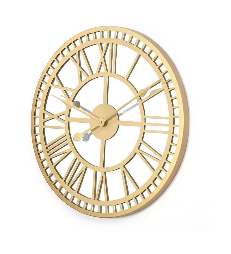 Buy Reflection Gold Metal Wall Clock by @home Online - Novelty Wall ...