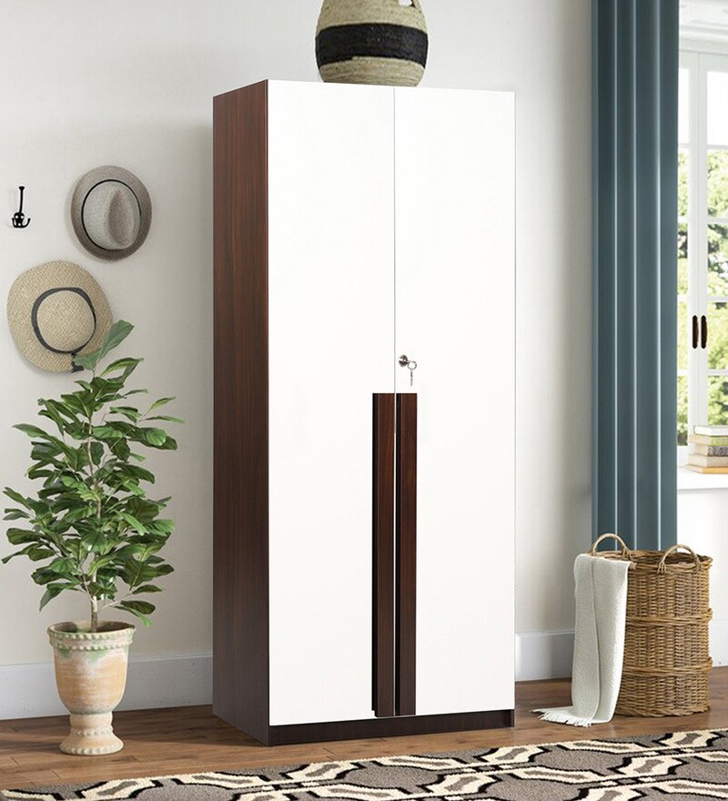 Buy Regal Deluxe 2 Door Wardrobe with Drawer in White & Walnut Colour ...