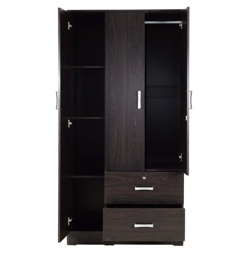 Buy Ren 3 Door Wardrobe With External Drawers In Wenge Finish By ...