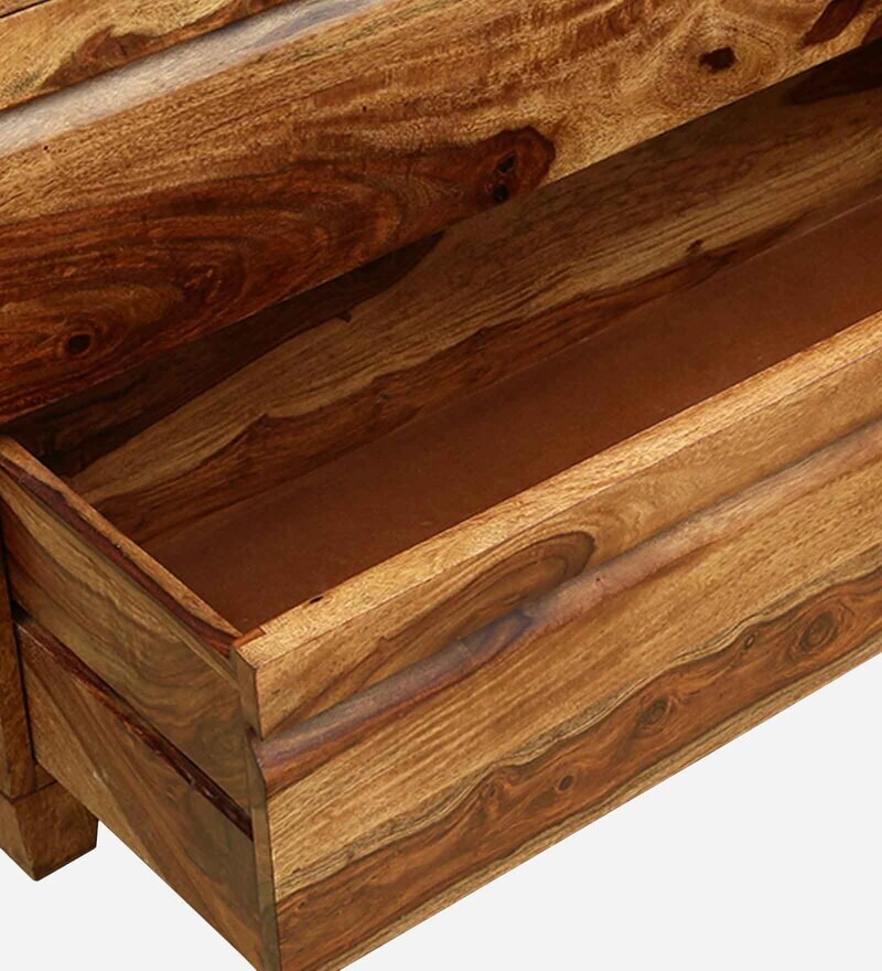Buy Rezzan Sheesham Wood Chest Of Drawers In Rustic Teak Finish Online ...