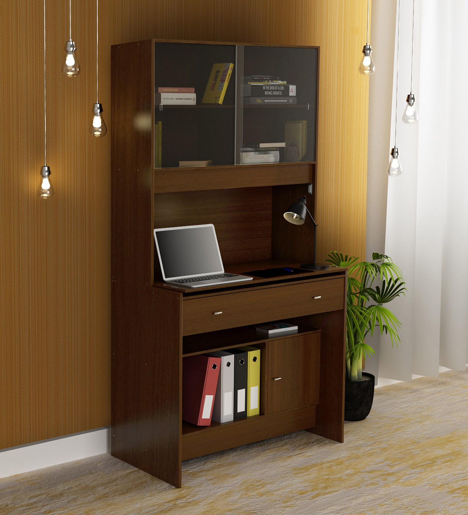 Buy Rhombus Hutch Desk in Walnut Finish at 53% OFF by HomeTown | Pepperfry