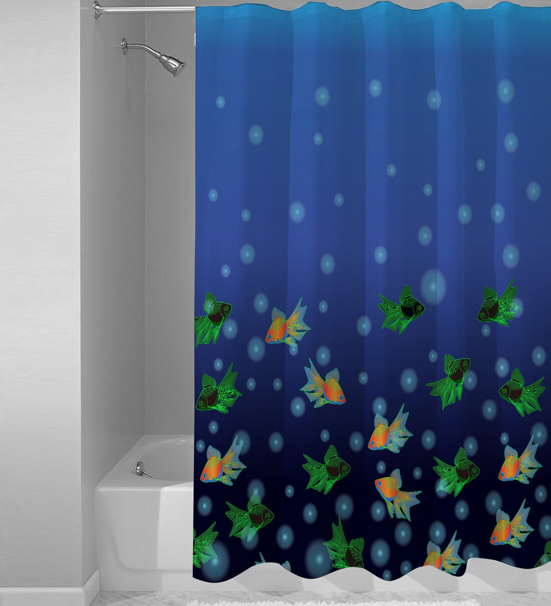 Buy Blue Polyester Shower Curtain (Length: 84, Width: 48 Inches) By ...