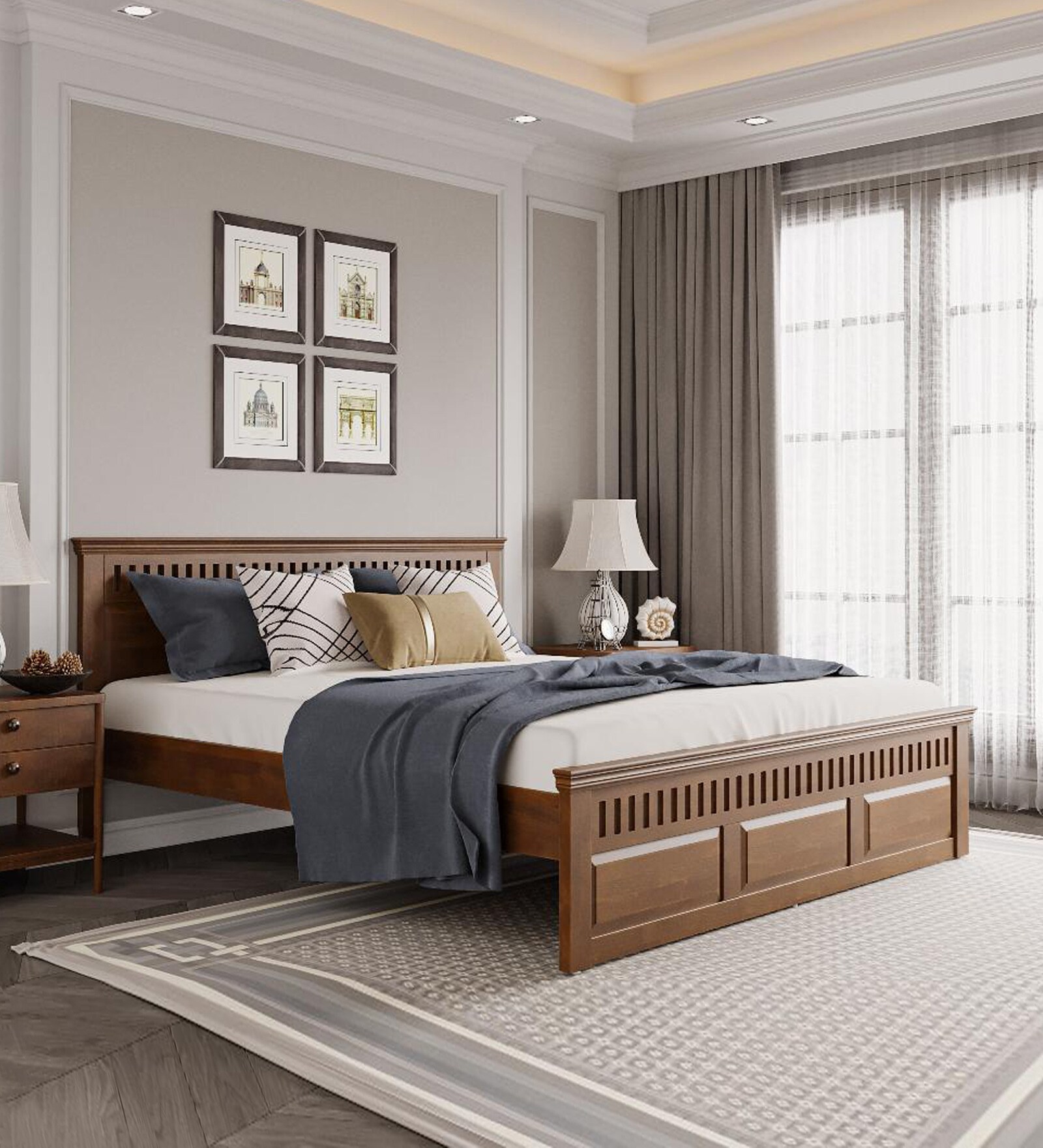 Buy Rico Solid Wood King Size Bed In American Walnut Finish at 24% OFF ...