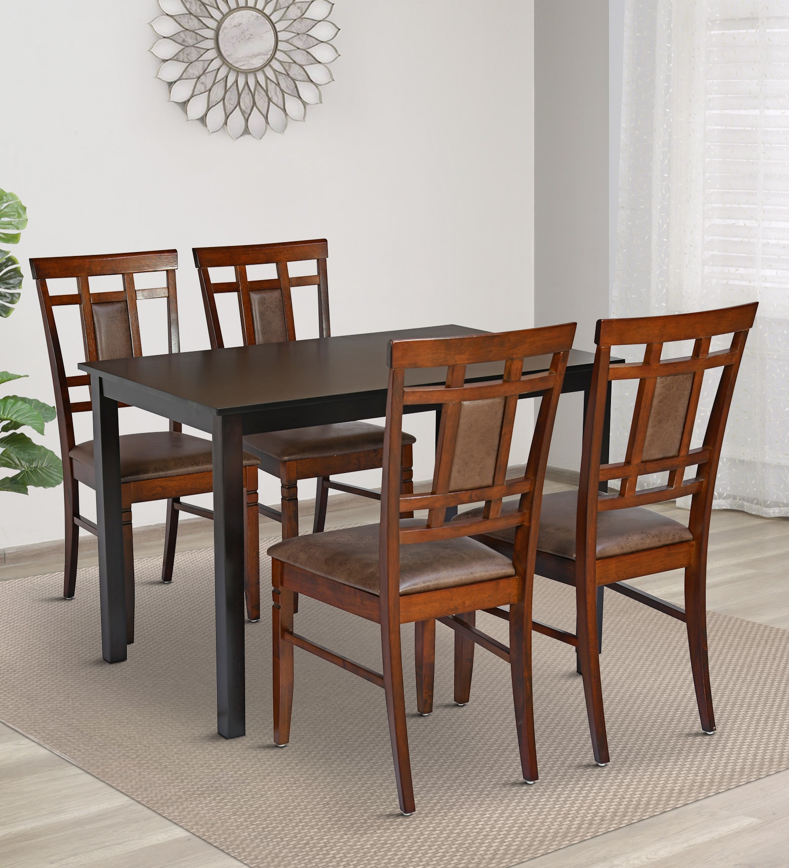 Buy Ridge Solid Wood 4 Seater Dining Set in Dark Cappucino Finish at 47 ...