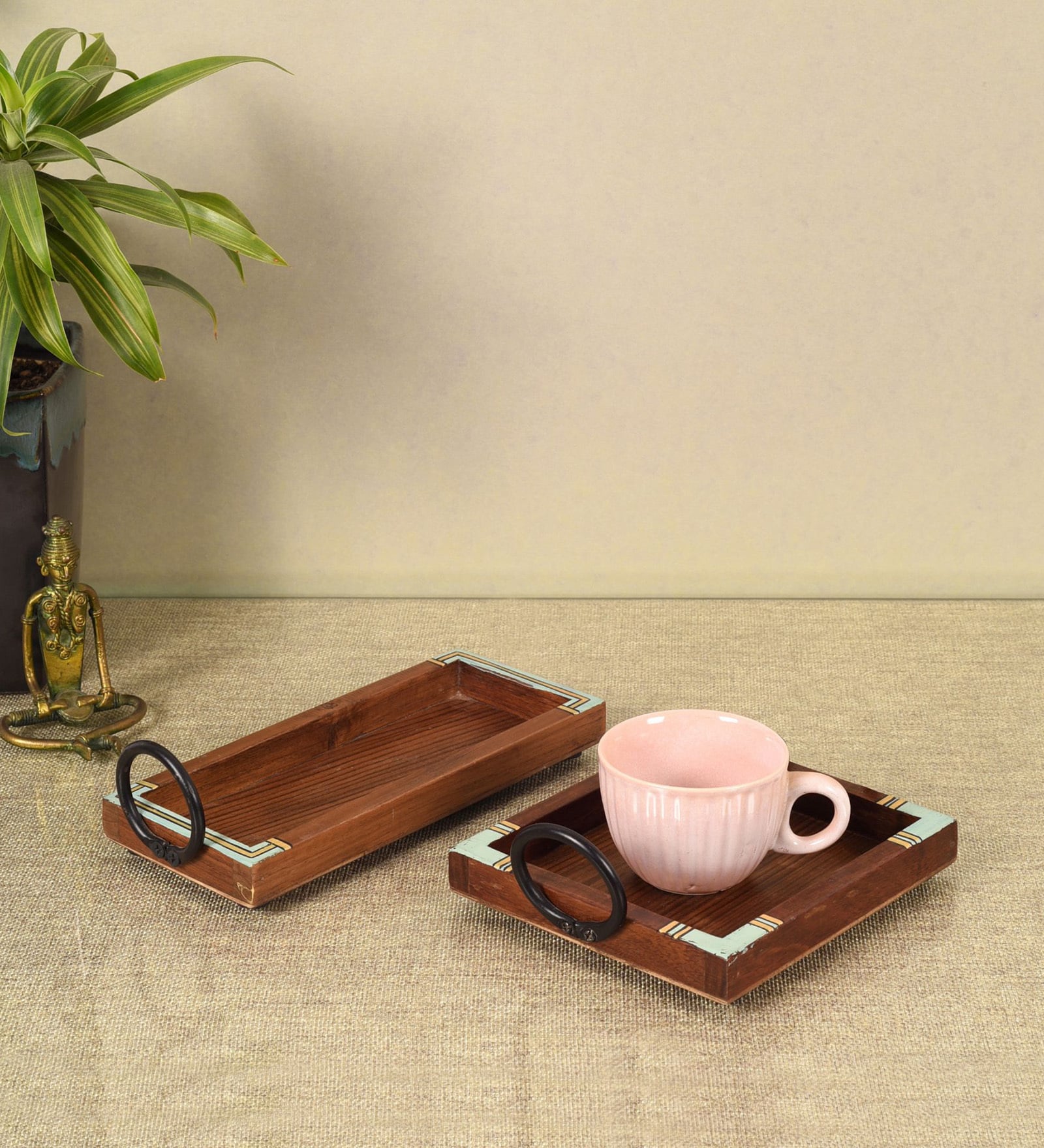 Buy Ringo Natural Brown Teak Wood (Set of 2) Serving Trays at 20% OFF ...