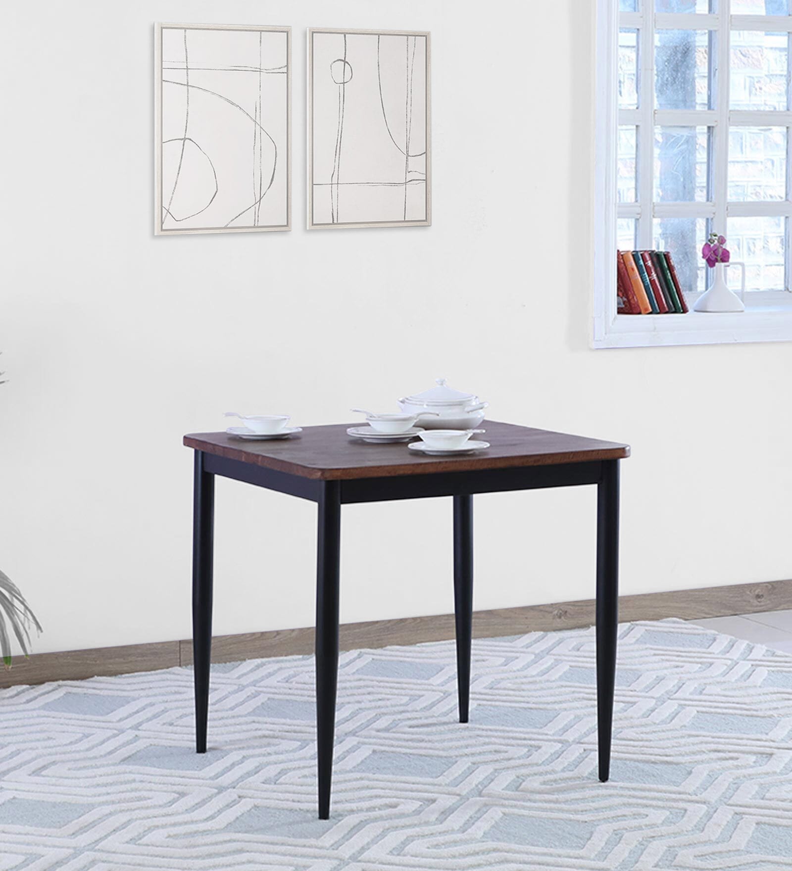 Buy Rio Metallic 4 Seater Dining Table In Scratch Resistant Brown ...