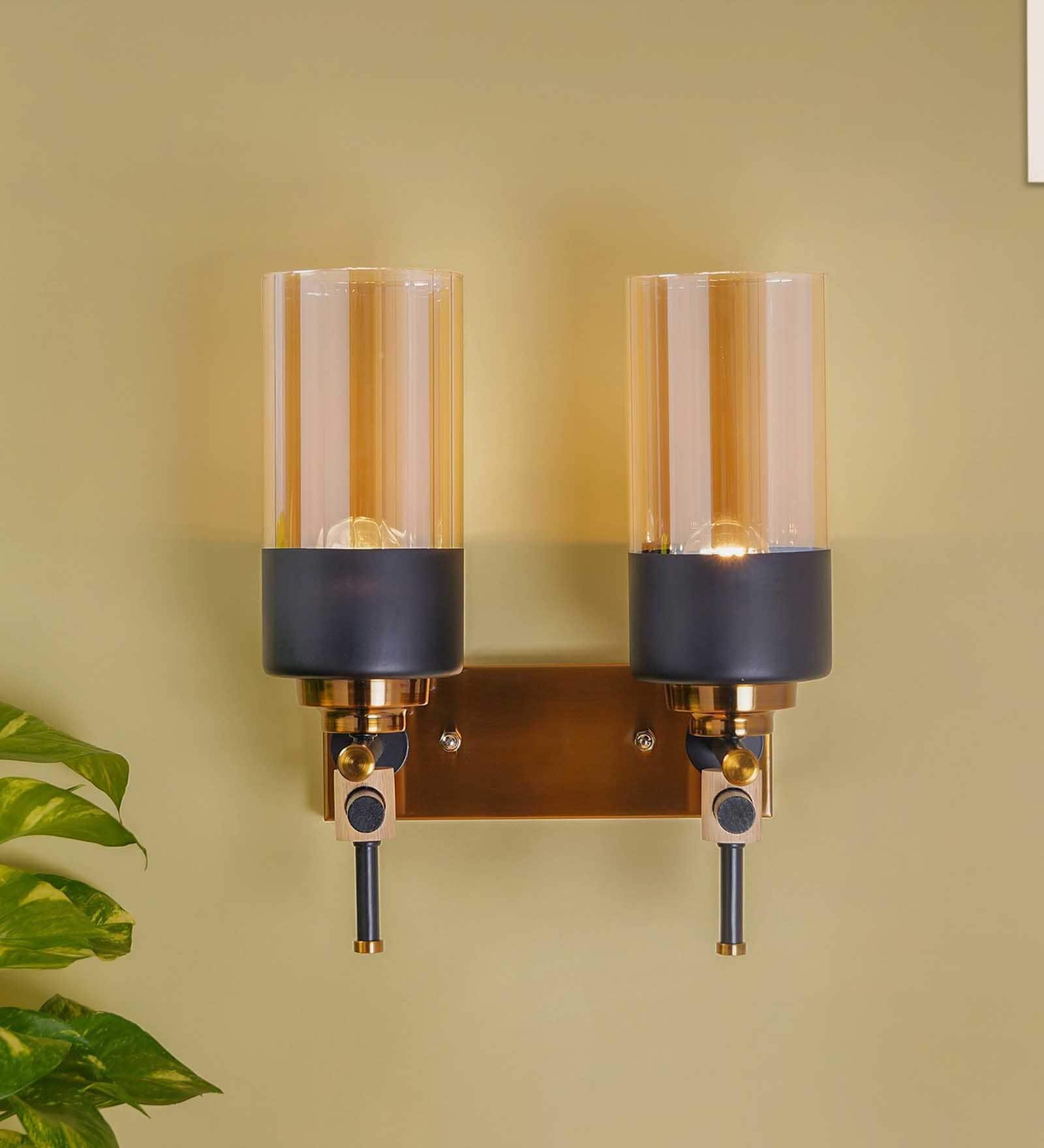 Buy Ripon Dual Light Amber Glass Wall Light by Kapoor LampShades at 45% ...