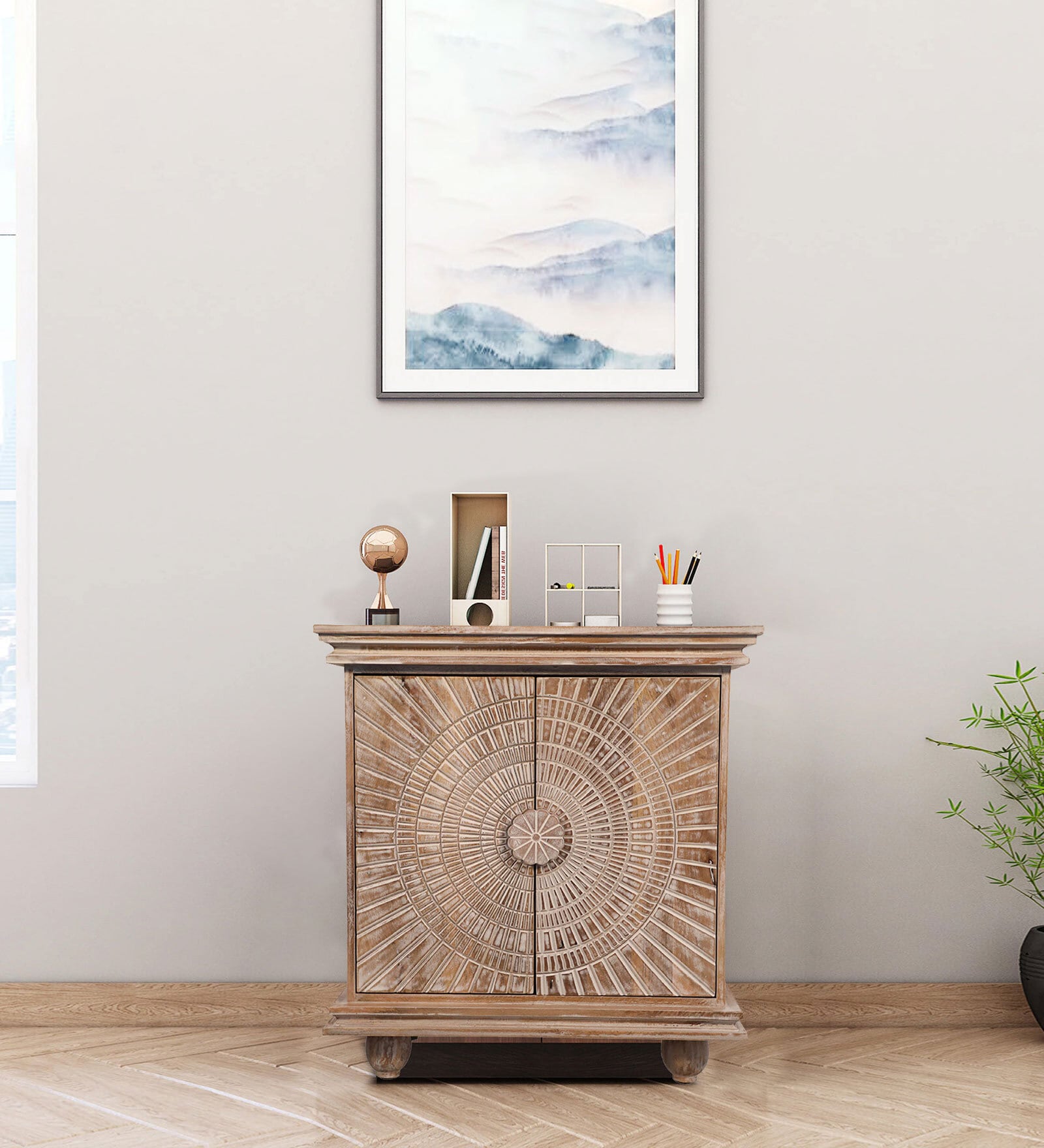 Buy Rising Solid Wood Cabinet In Farmhouse White Colour at 17% OFF by ...