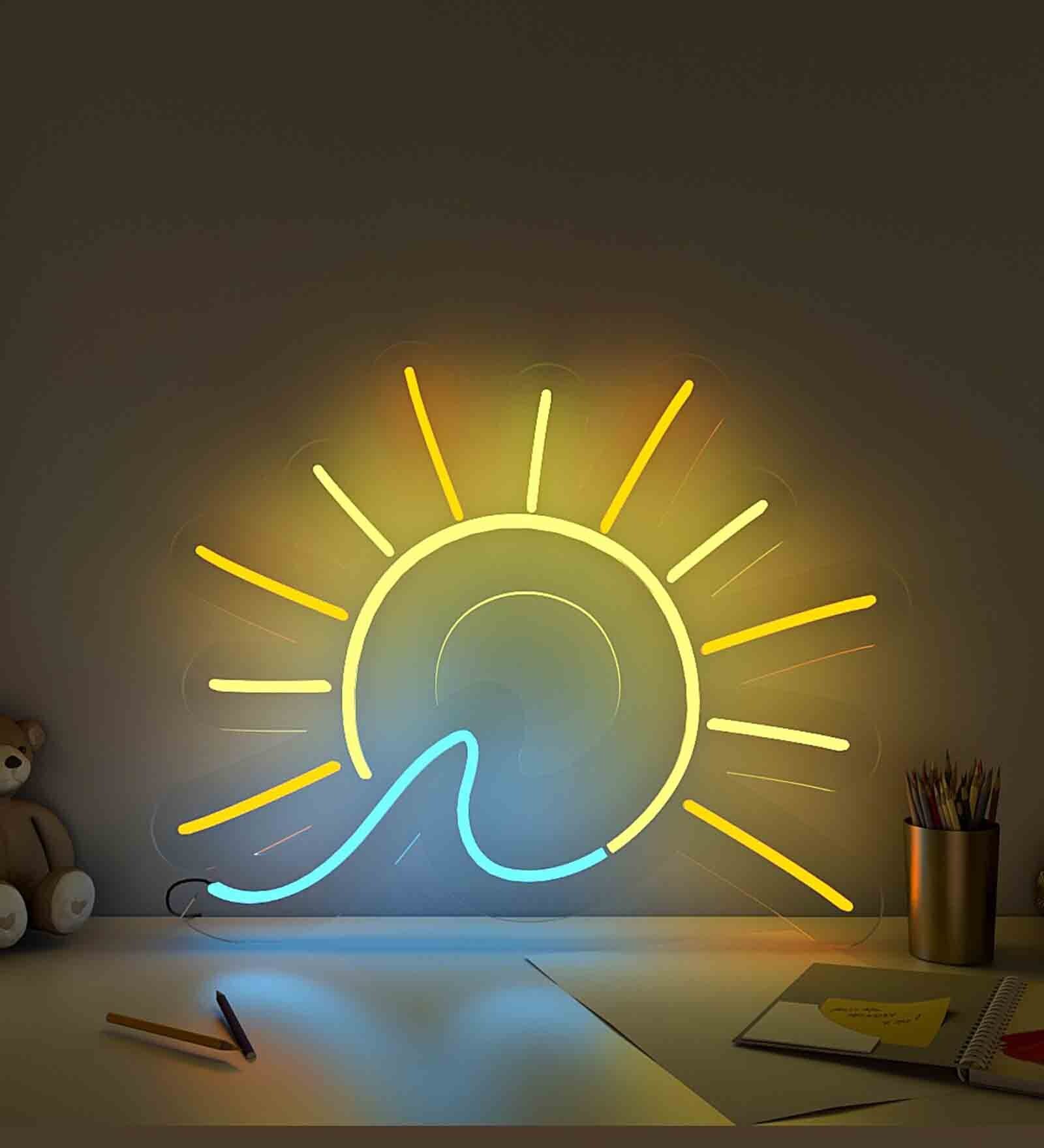Buy Rising Sun Yellow LED Neon Light at 36% OFF by WallMantra | Pepperfry