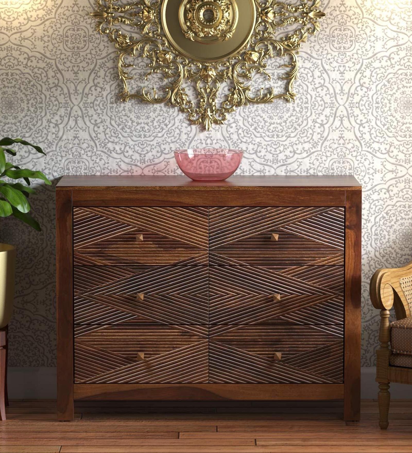 Buy Ritmo Sheesham Wood Chest Of Drawers In Provincial Teak Finish ...