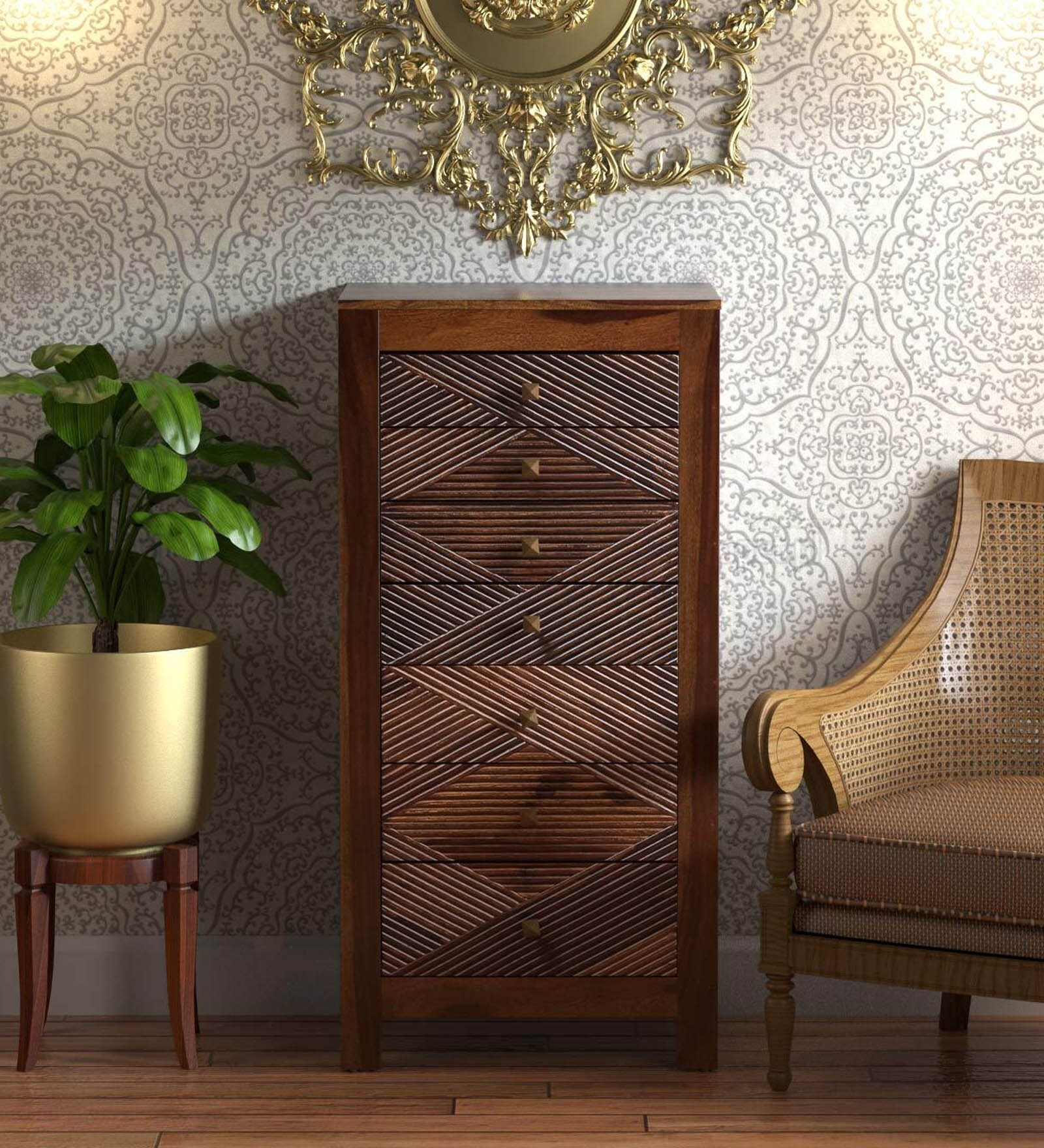 Buy Ritmo Sheesham Wood Chest Of Drawers In Provincial Teak Finish at ...