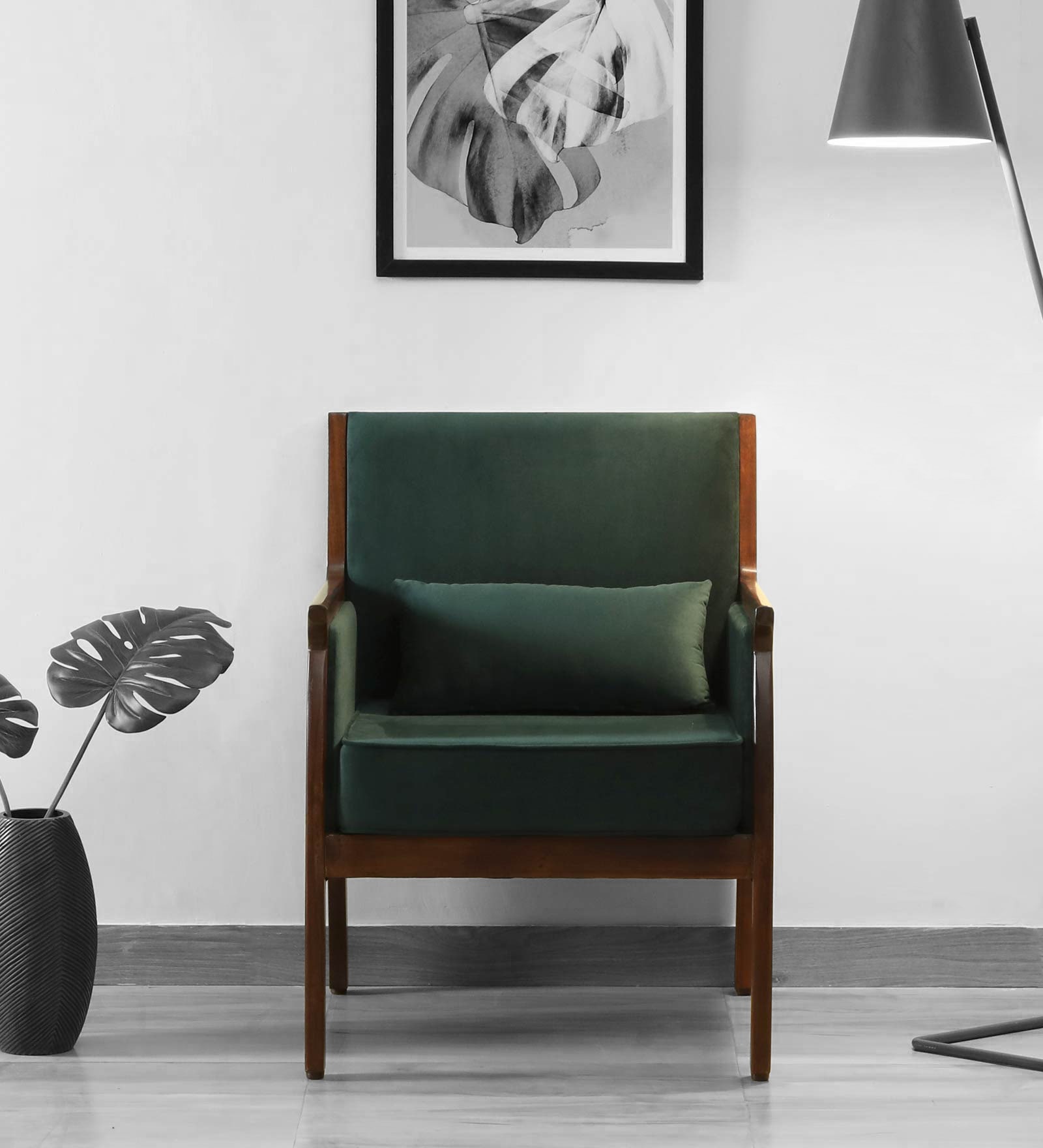 Buy Rochelle Fabric 1 Seater Sofa In Bottle Green Colour Online - Contemporary 1 Seater Sofas ...