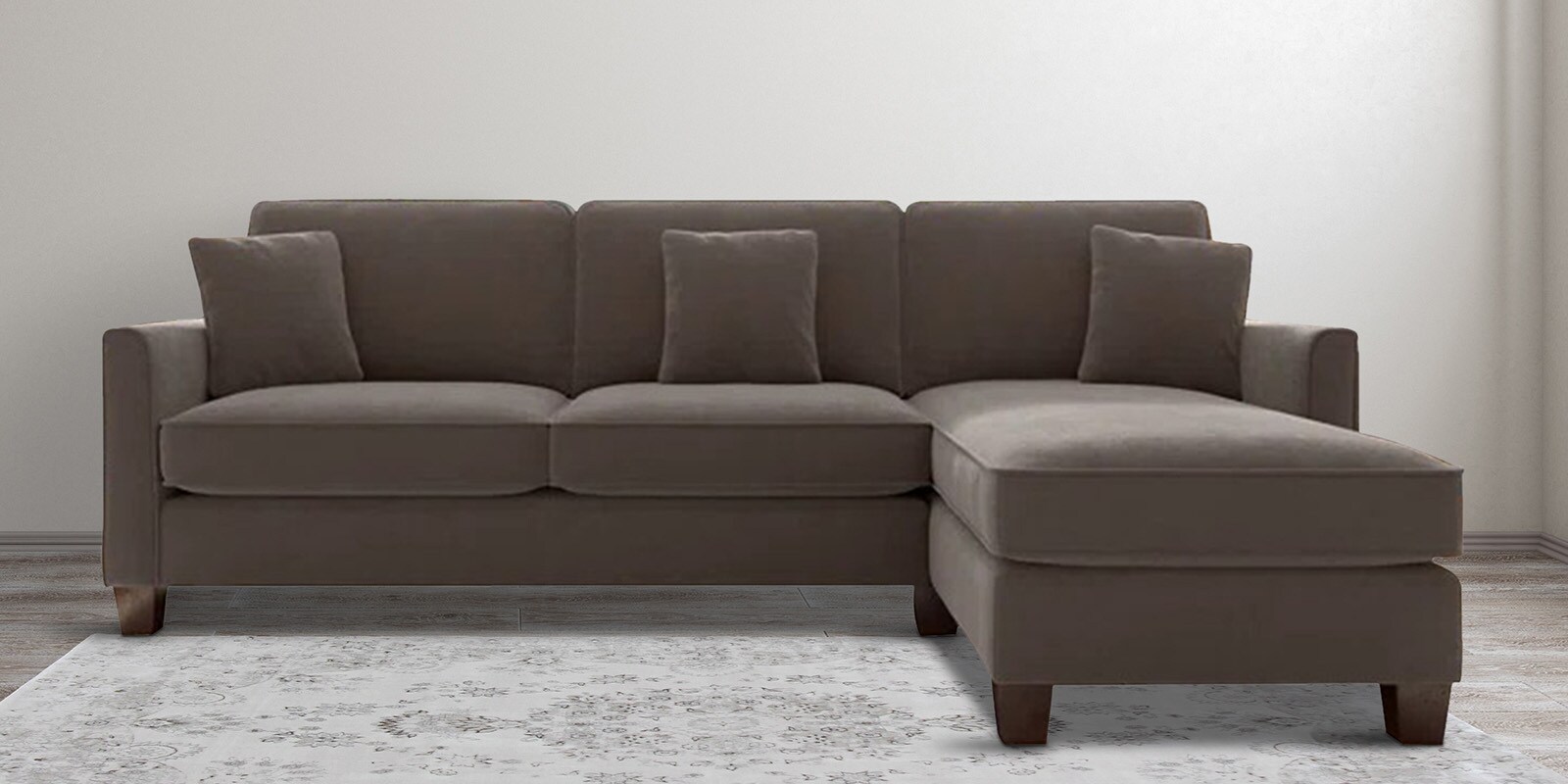 Buy Riley Velvet 4 Seater LHS Sectional Sofa in Brown Colour at 24% OFF ...