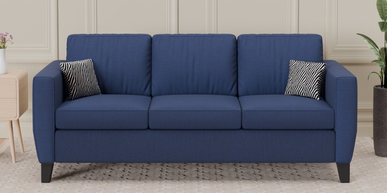 Buy Rio 3 seater Fabric sofa in Navy Blue color at 11% OFF by Adorn ...