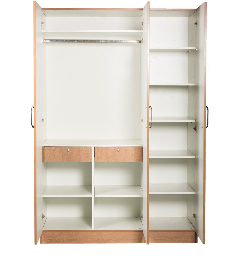 Buy Rico 3 door Plywood Wardrobe with Brown Oak Finish with Hettich ...