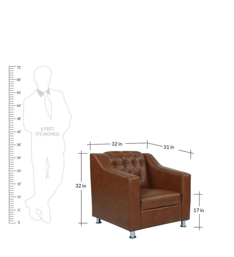 Buy Riosche Leatherette 1 Seater Sofa in Tan Colour by Vittoria Online ...