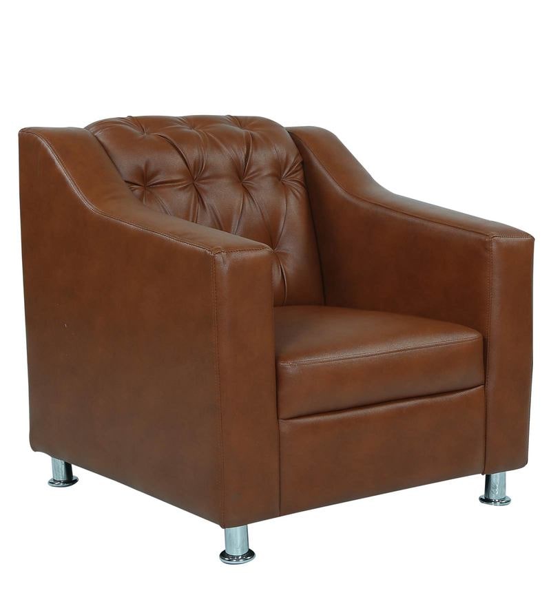 Buy Riosche Leatherette 1 Seater Sofa in Tan Colour by Vittoria Online ...