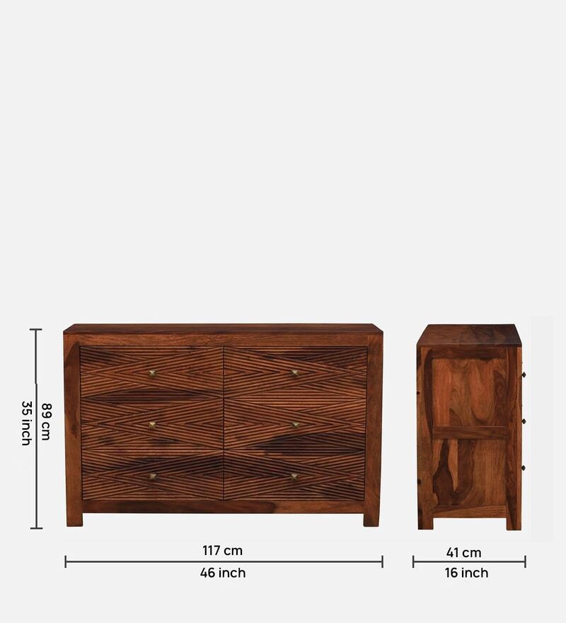 Buy Ritmo Sheesham Wood Chest Of Drawers In Honey Oak Finish Online ...