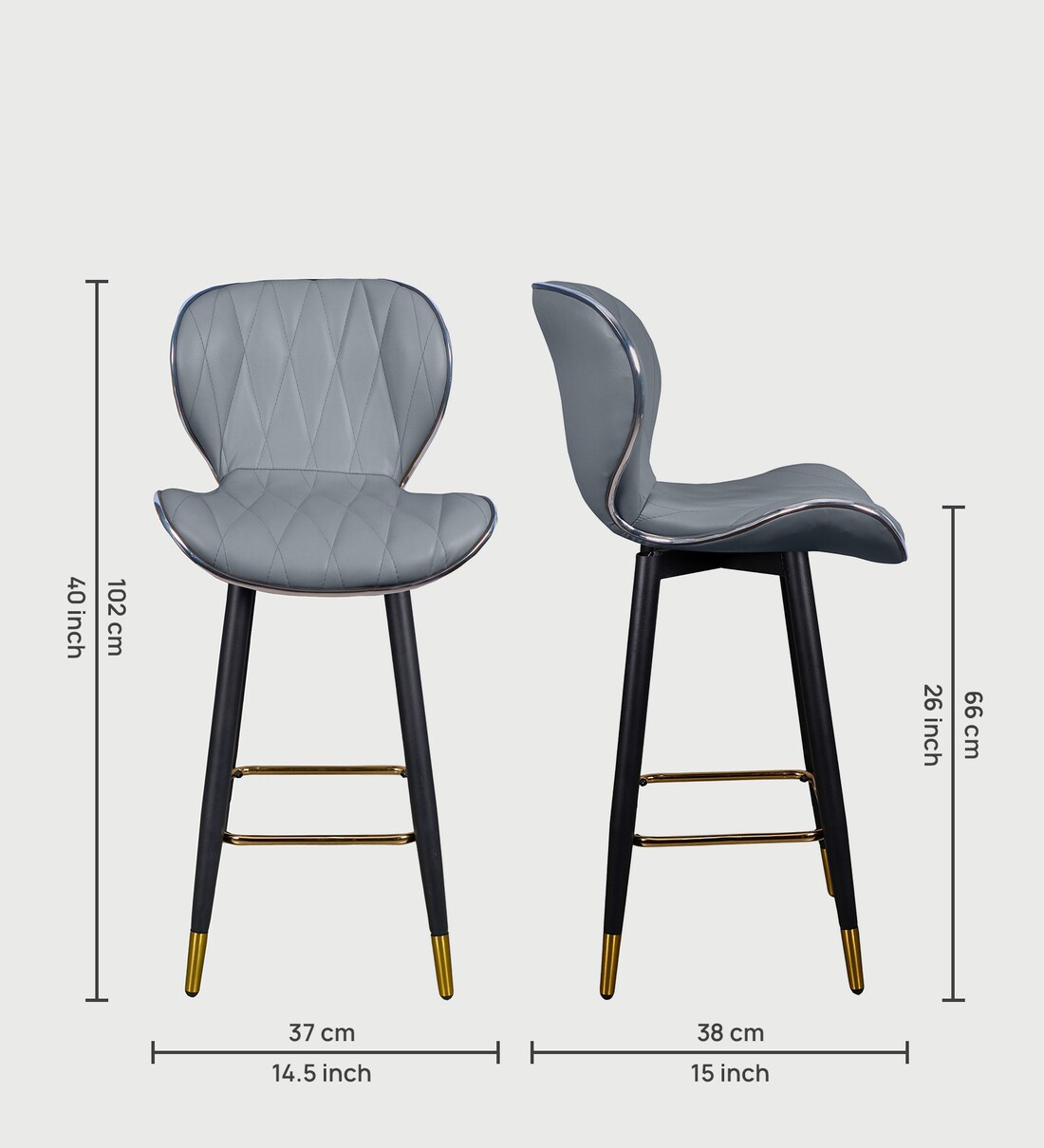 Buy Rolex High Counter Bar Stool in Grey Colour By Chairwale Online ...