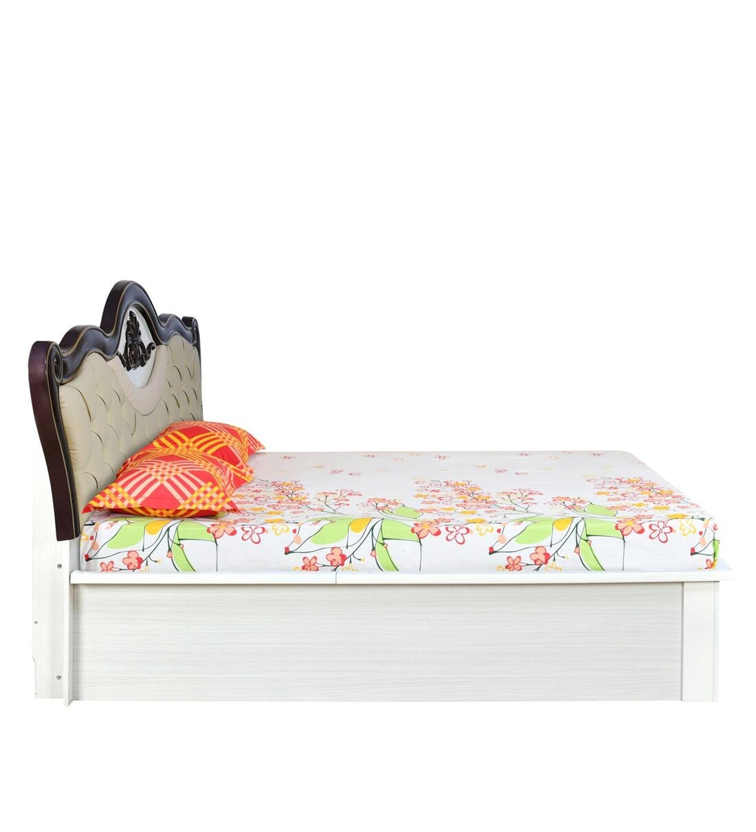 Buy Rolex King Size Bed in White Finish with Hydraulic Storage by ...