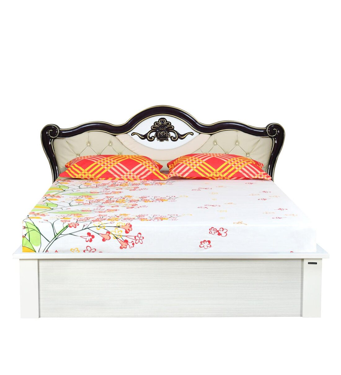 Buy Rolex King Size Bed in White Finish with Hydraulic Storage by ...