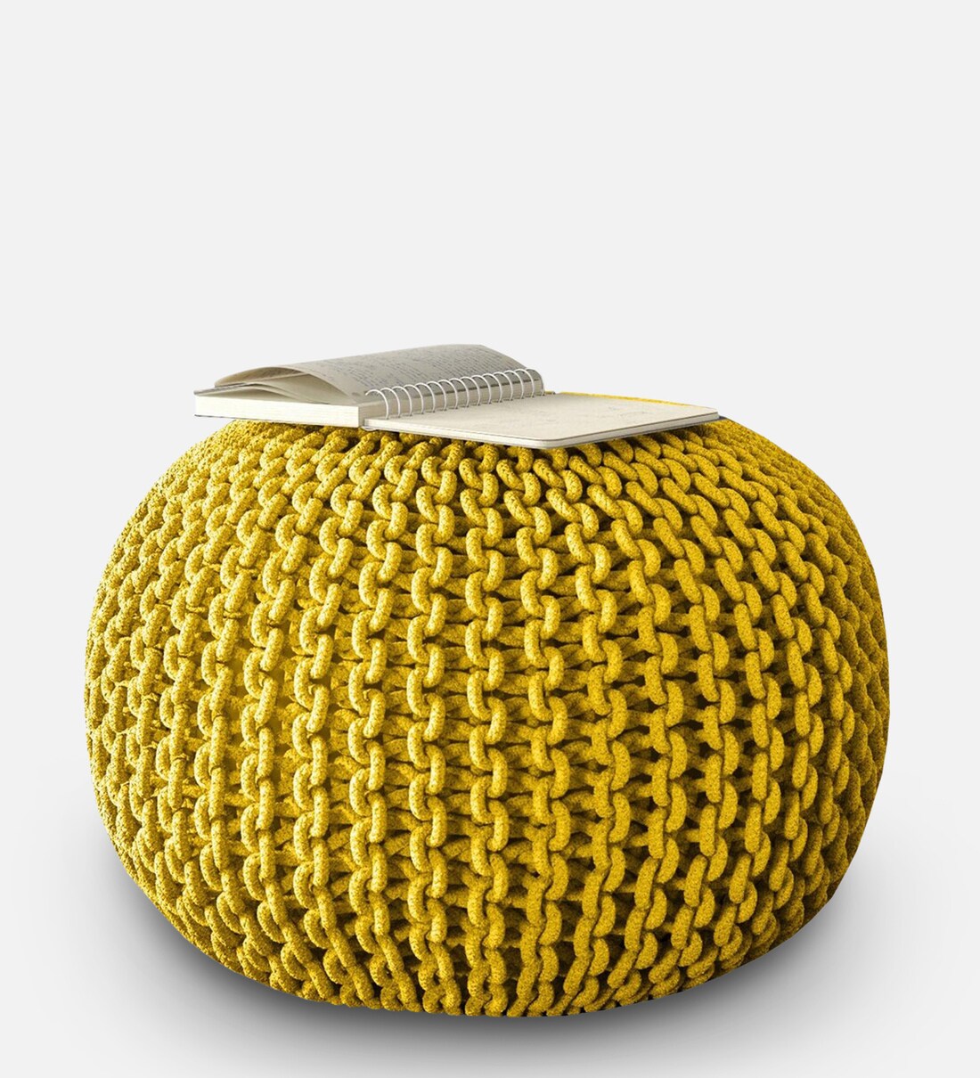 Buy Romania Knitted Pouffe in Yellow Colour by Riance Creations Online ...