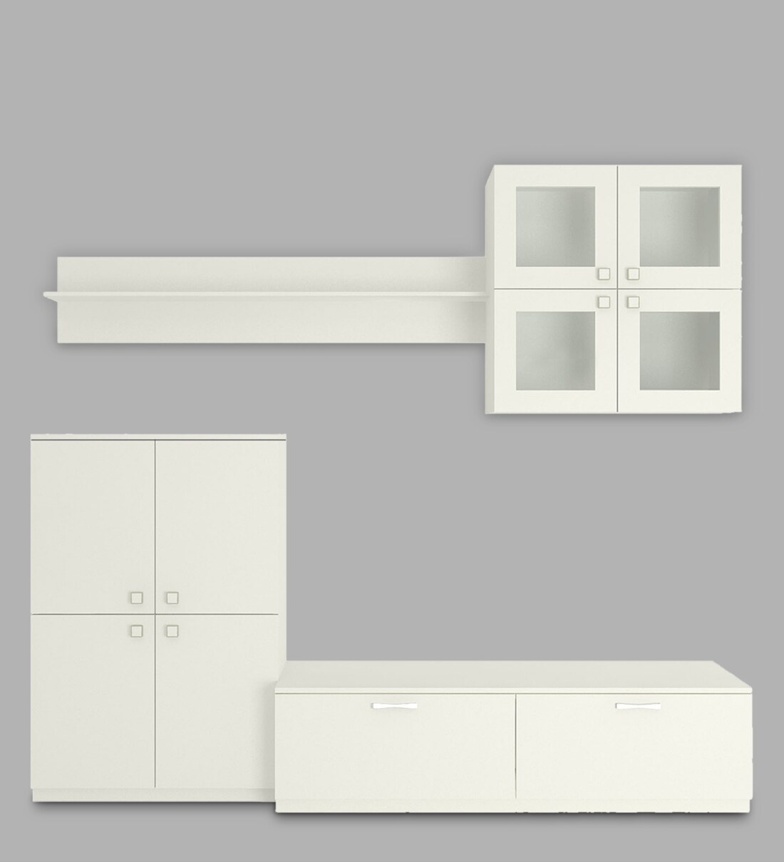Buy Romano Set of TV Unit with Shelf & Display Unit in Ivory Finish by ...