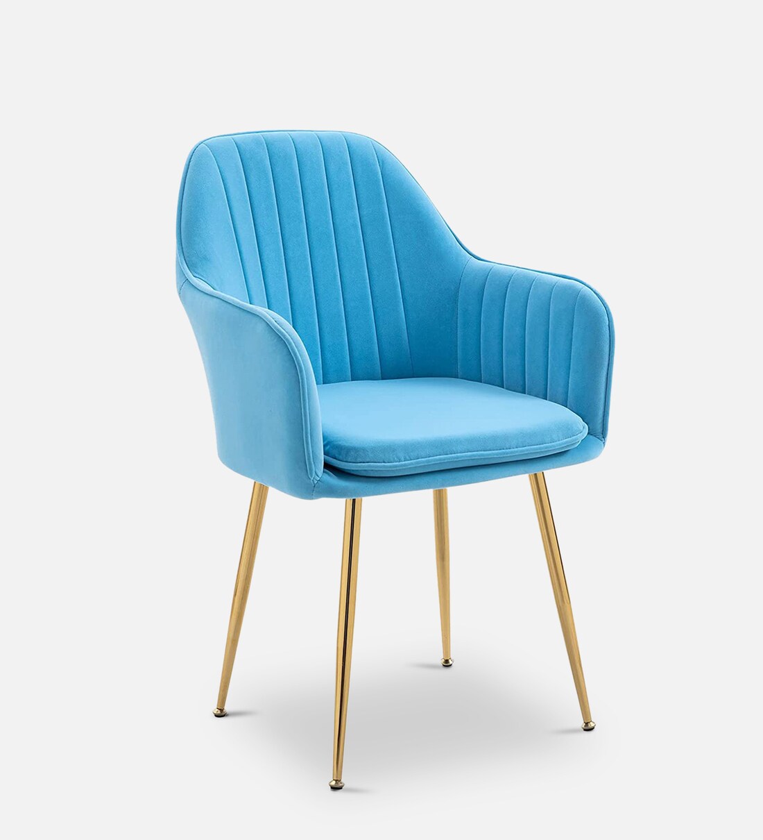 Buy Ambar Velvet Dining Chair in Sky Blue Colour By Finch Fox Online ...