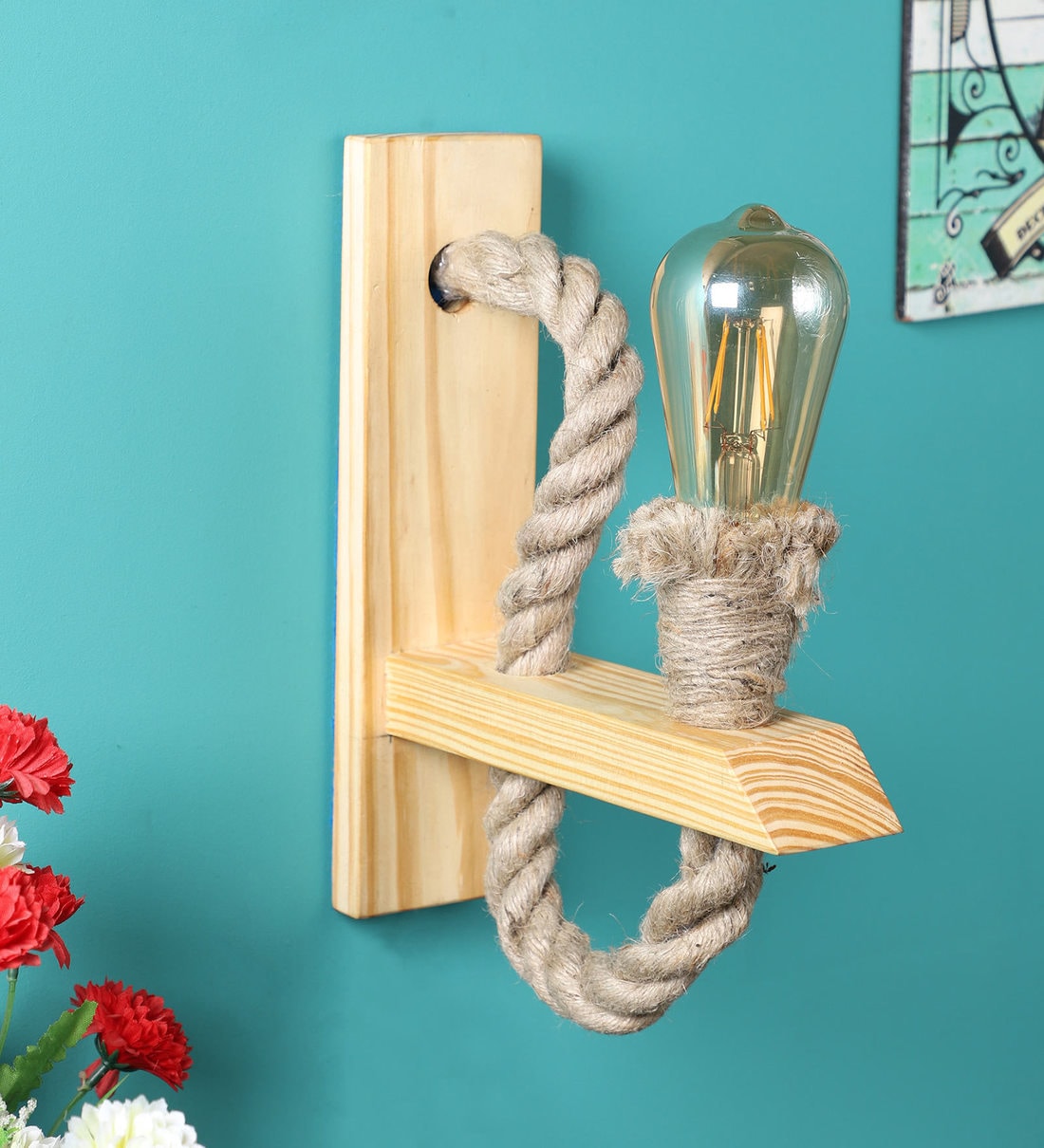 Buy Arnie Jute & Wood Novelty Wall Light (Pine Wood Finish) at 26% OFF ...