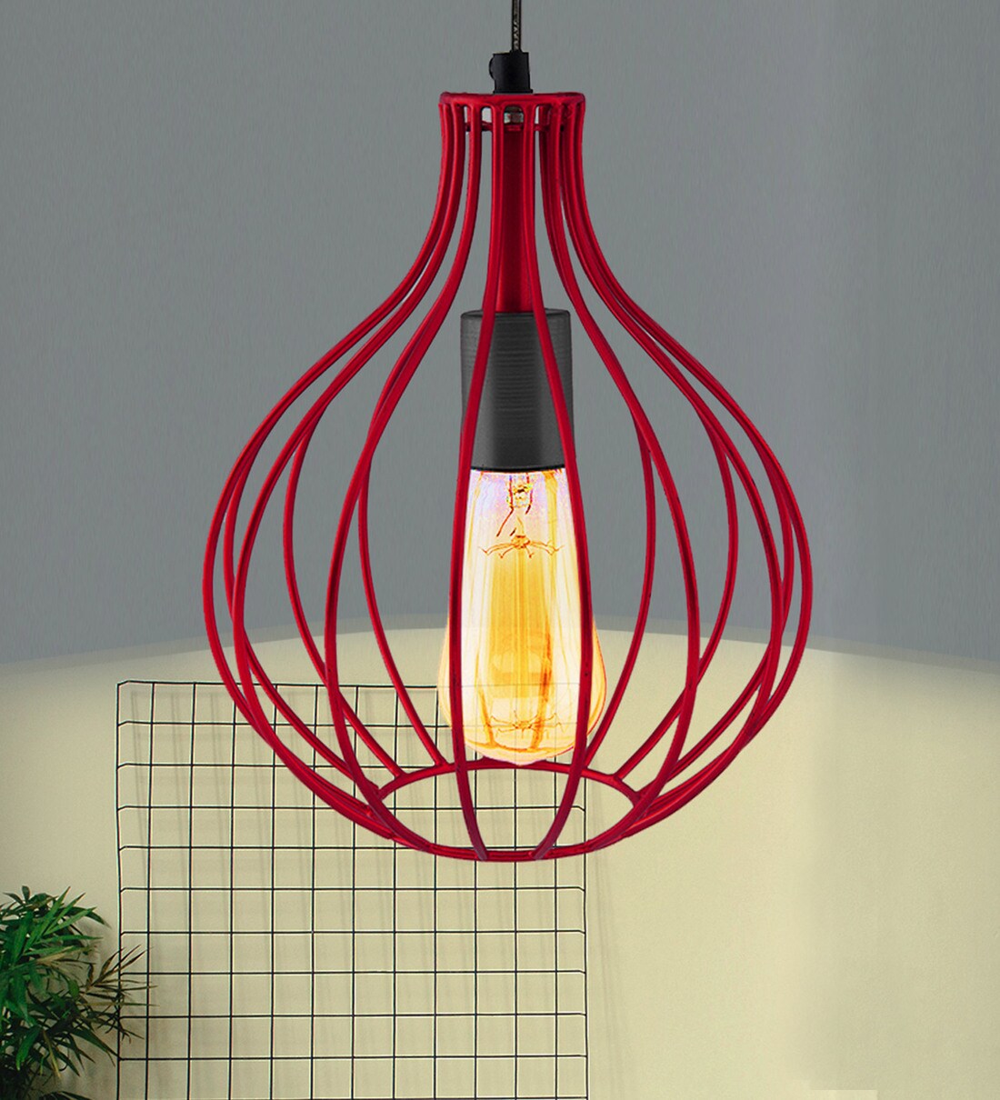 Buy Round Red Iron Single Hanging Light by Aymh at 39% OFF by AYMH ...