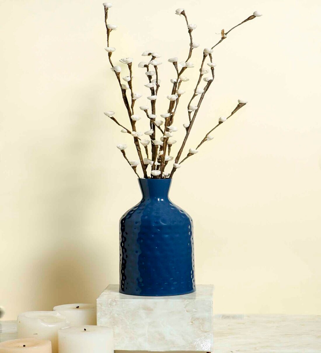 Buy Royal Blue Enameled Metal Bottle Vase at 12% OFF by August ...