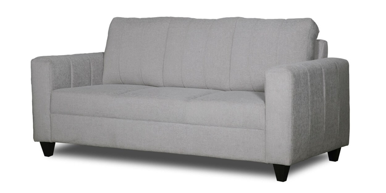 Buy Roman Fabric 3 Seater Sofa in Light Grey Colour by Neudot Online ...