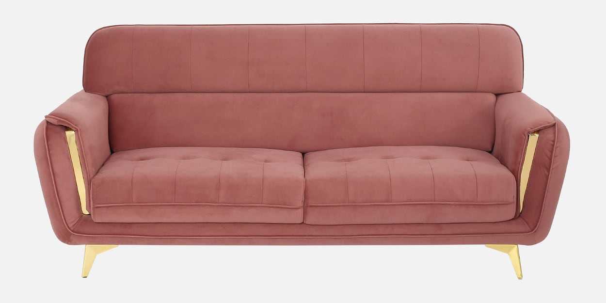 Buy Royal Fabric 3 Seater Sofa in Pink Colour Online - Contemporary ...