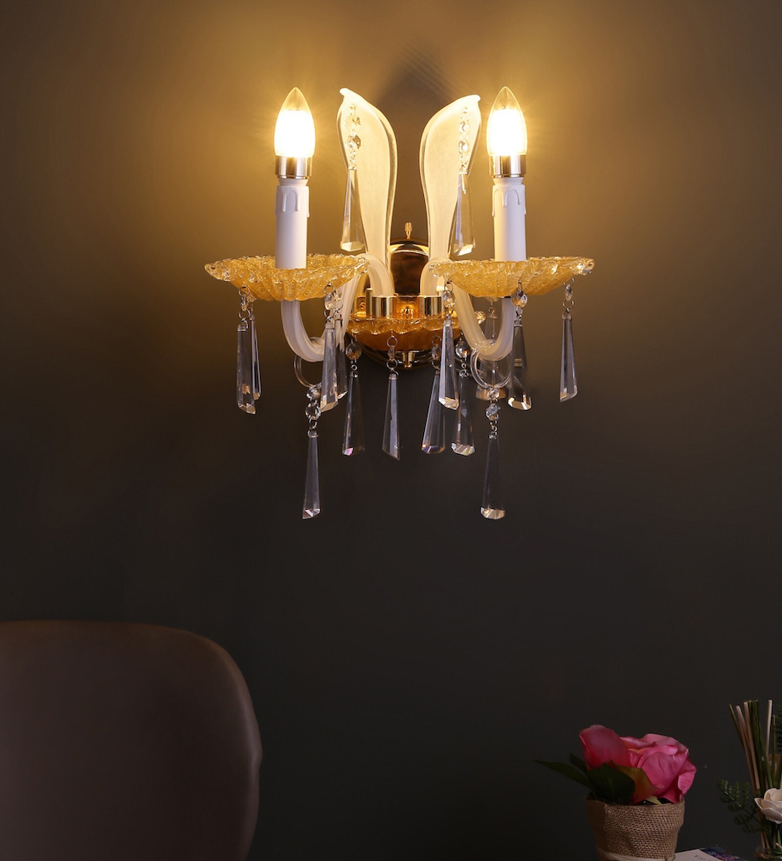 Buy White Crystal Wall Sconces at 10% OFF by Jainsons Emporio | Pepperfry