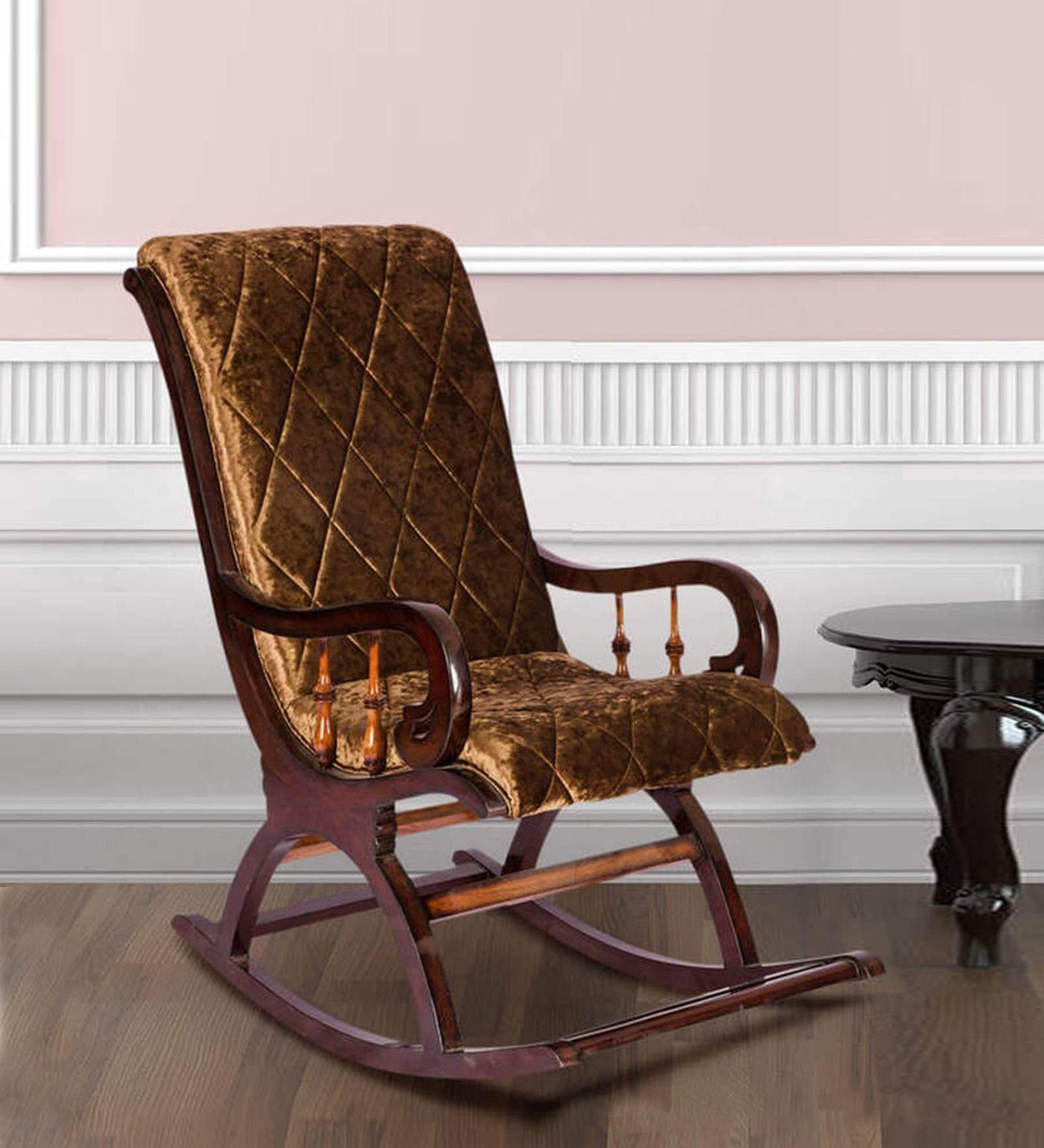 Buy Rocking Chair in Dark Brown Colour by Karigar Online - Rocking ...